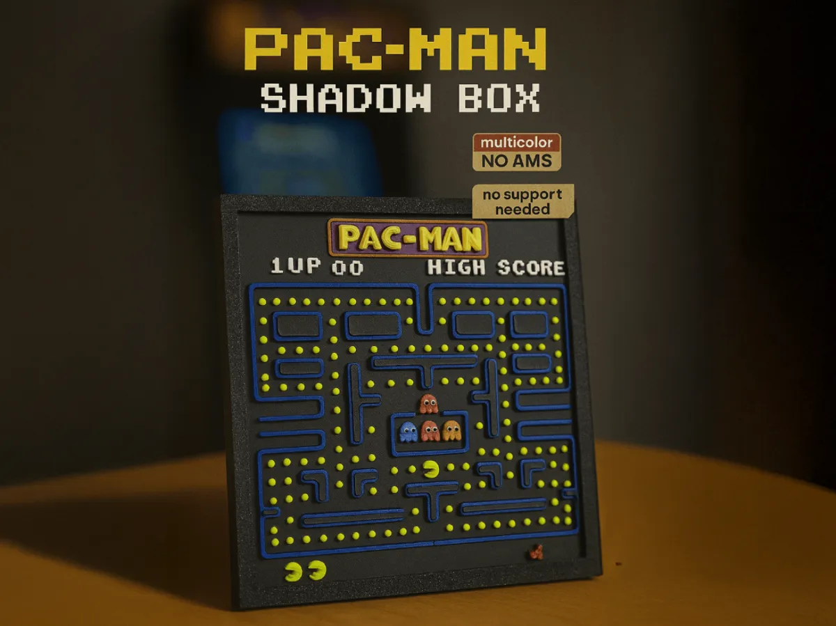PAC-MAN Shadow Box – Level 1 Tribute - Free 3D Print Model - MakerWorld