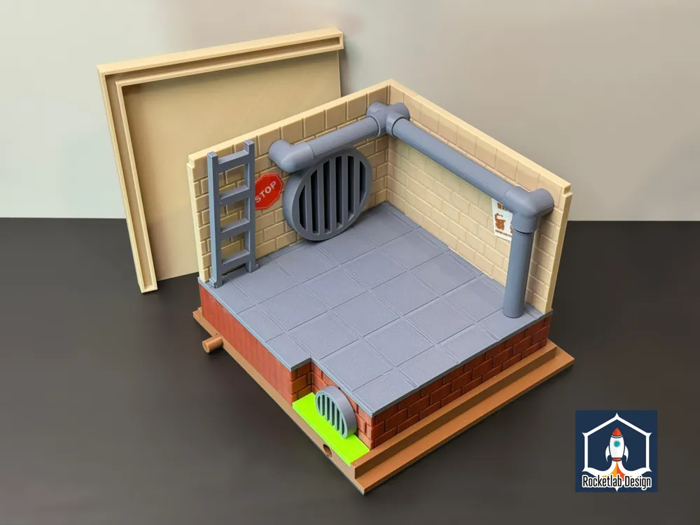 TMNT Sewer Living Room Diorama Modular (2 in 1) by Rocketlab Design MakerWorld: Download Free 3D ...