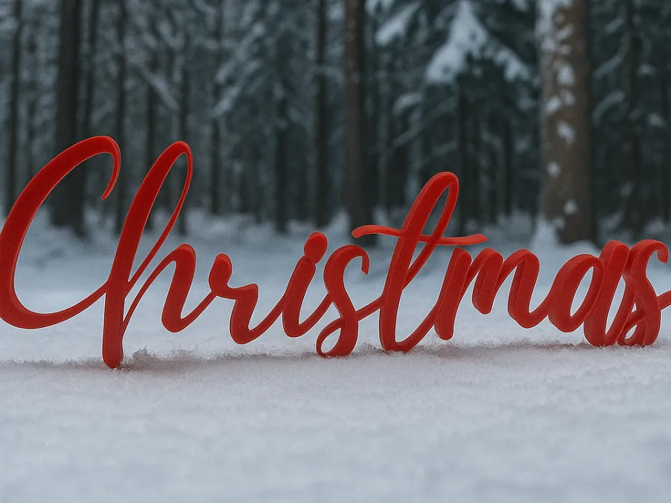 Elegant Christmas Decorative Word Sign - Free 3D Print Model - MakerWorld