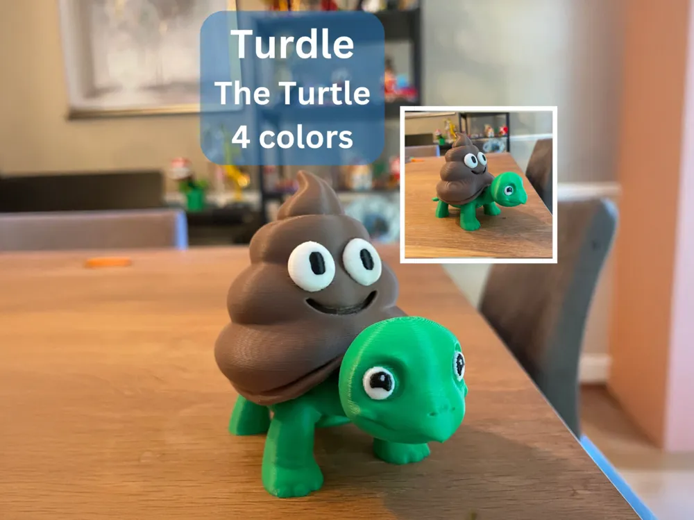 Turdle The Turtle / 4 color / Turtle / Poop Emoji by 3D Prints This ...