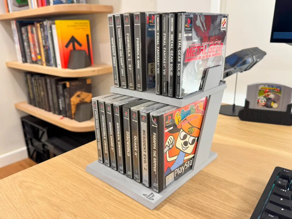 2 tier PlayStation 1 (PS1) game case stand shelves by Jamie Skella ...