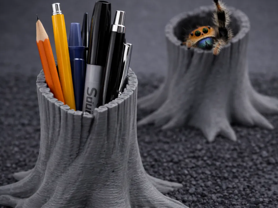 Tree Stump Holder Desk Organizer & Enclosure Decor - Free 3D Print ...