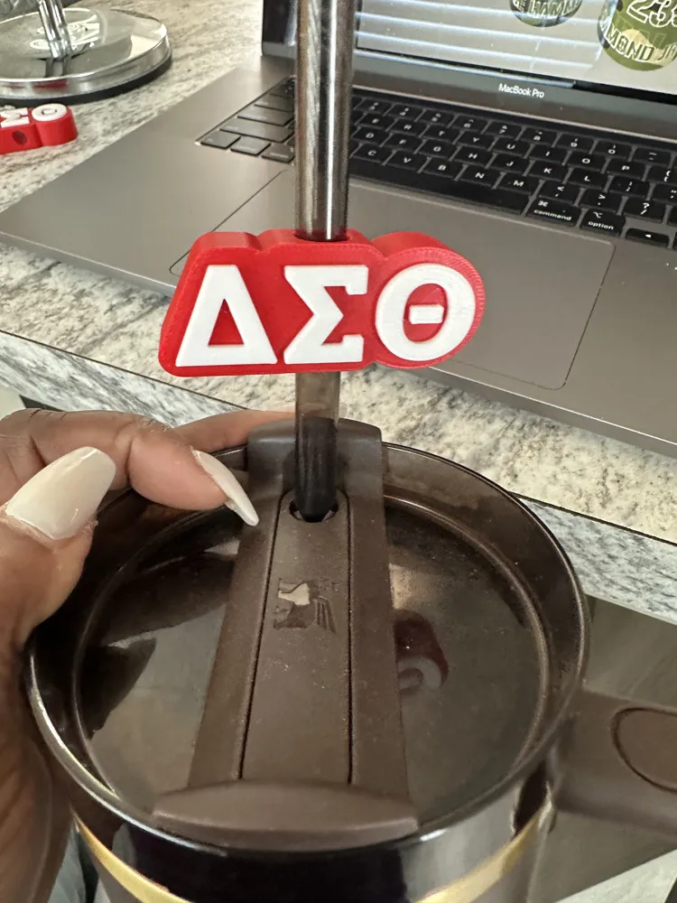 Delta Sigma Theta Straw Topper 10mm fits Stanley - Free 3D Print Model ...