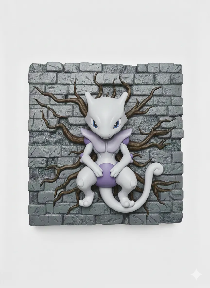 mewtwo - pokemon 3d plaque - Free 3D Print Model - MakerWorld