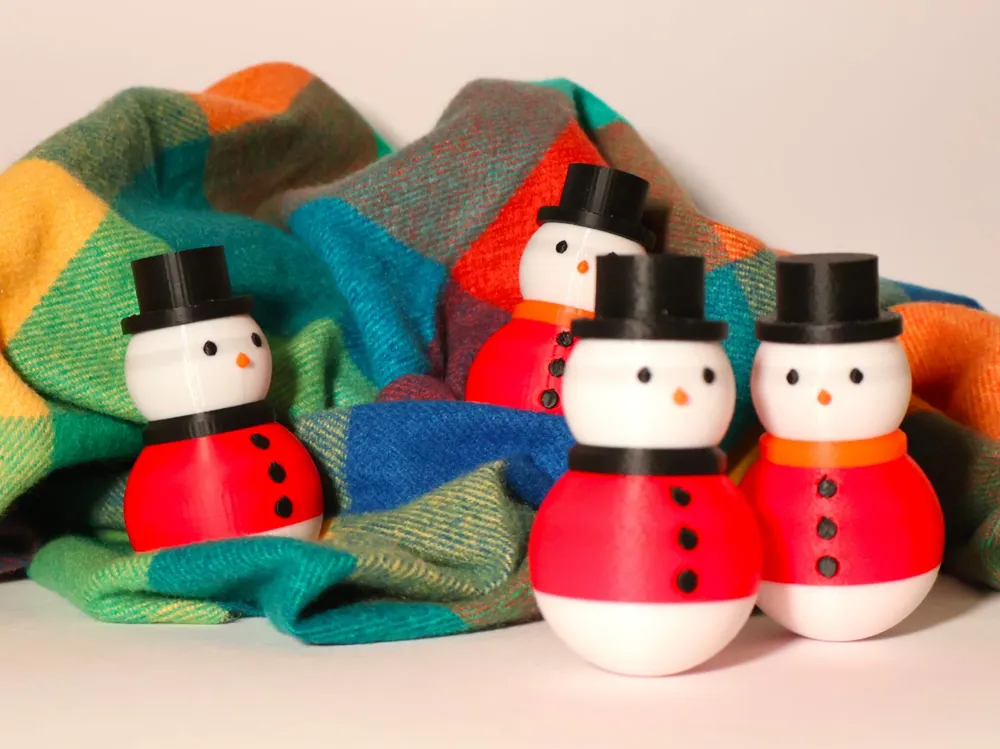 Snowman Toy Fidget (Roly-Poly)|Weeble Wooble - Free 3D Print Model ...