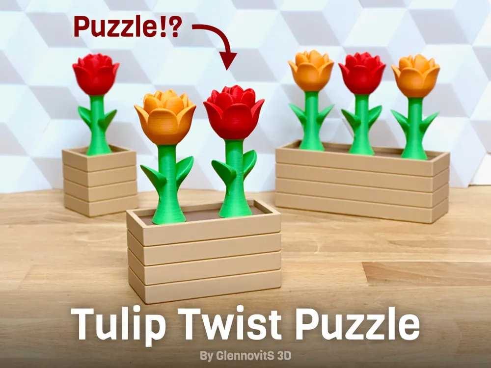 Tulip Twist Puzzle (decor/flower helix puzzle gift - Free 3D Print ...