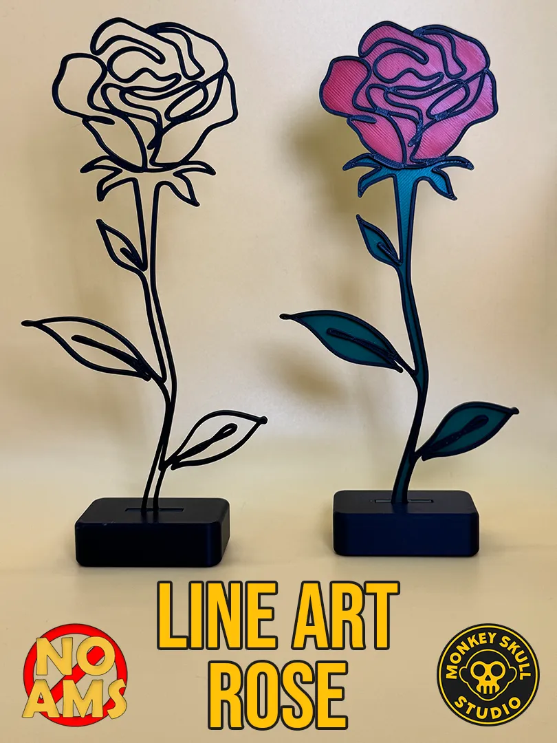 Line Art Rose Sculpture - Free 3D Print Model - MakerWorld