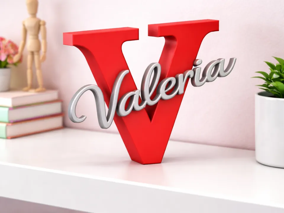 3D Letter V Name Sign – Valeria | Easy Print - Free 3D Print Model ...