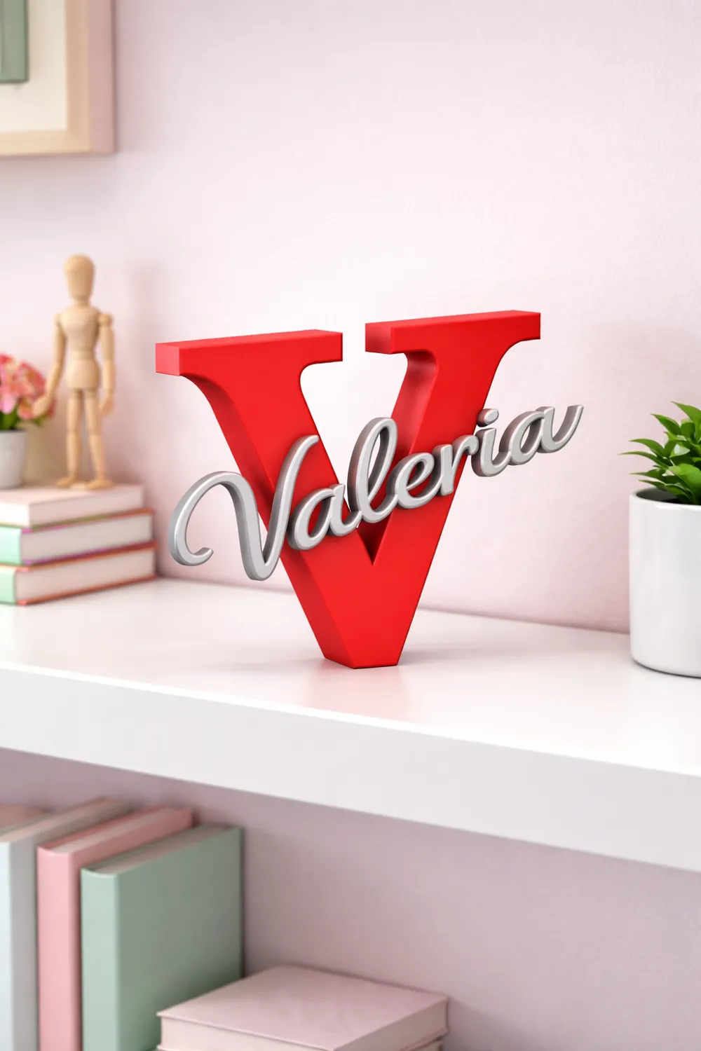 3D Letter V Name Sign – Valeria | Easy Print - Free 3D Print Model ...