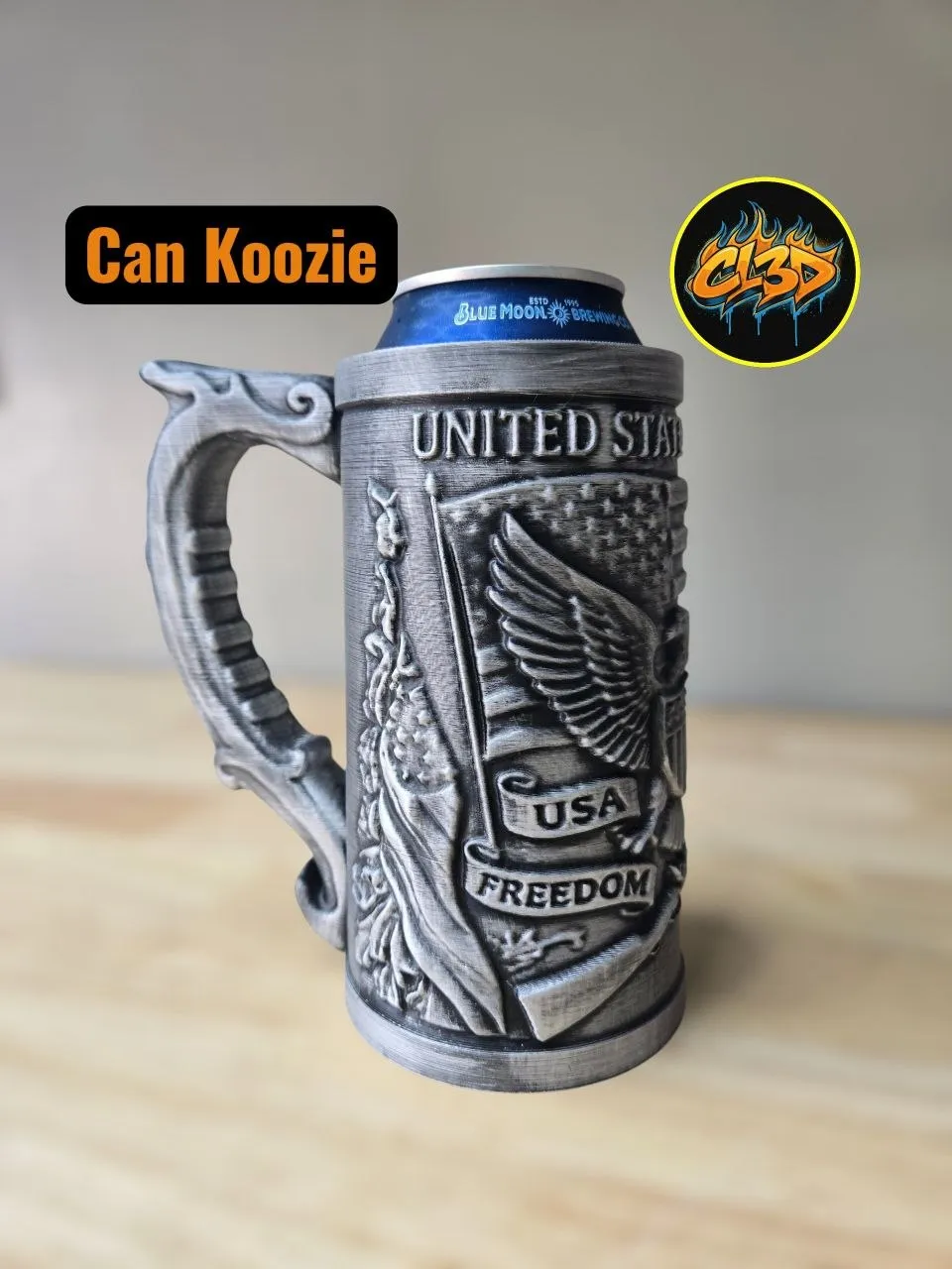 Patriot Stein Can Koozie - Free 3D Print Model - MakerWorld