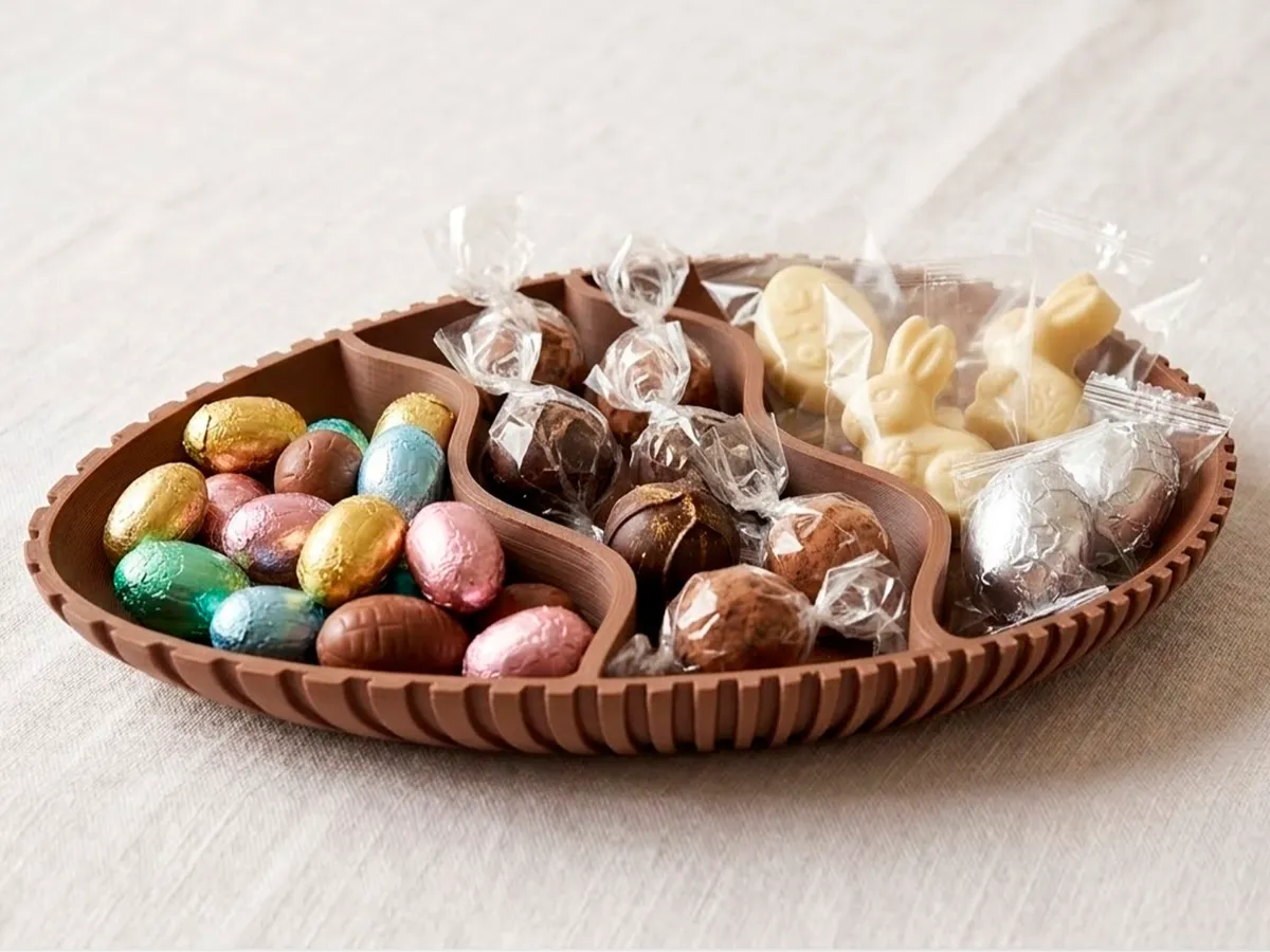 Easter Egg Tray: 3-Zone Chocolate Organizer - Free 3D Print Model ...