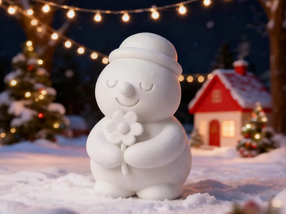 Snowman holding flowers by zhouzhou MakerWorld: Download Free 3D Models