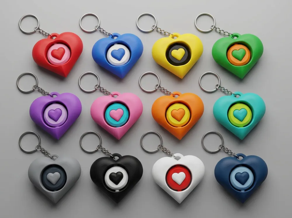 Heart Spin Keychain Fidget - Free 3D Print Model - MakerWorld