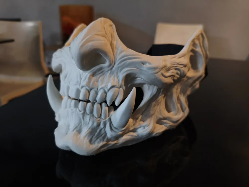 Tusked Skull Mask – Stylized Horror Mask - Free 3D Print Model - MakerWorld