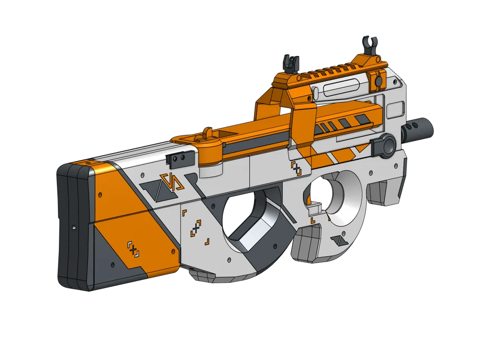 P90 Asiimov (Magazine Fed Rubber Band Gun) - Free 3D Print Model ...