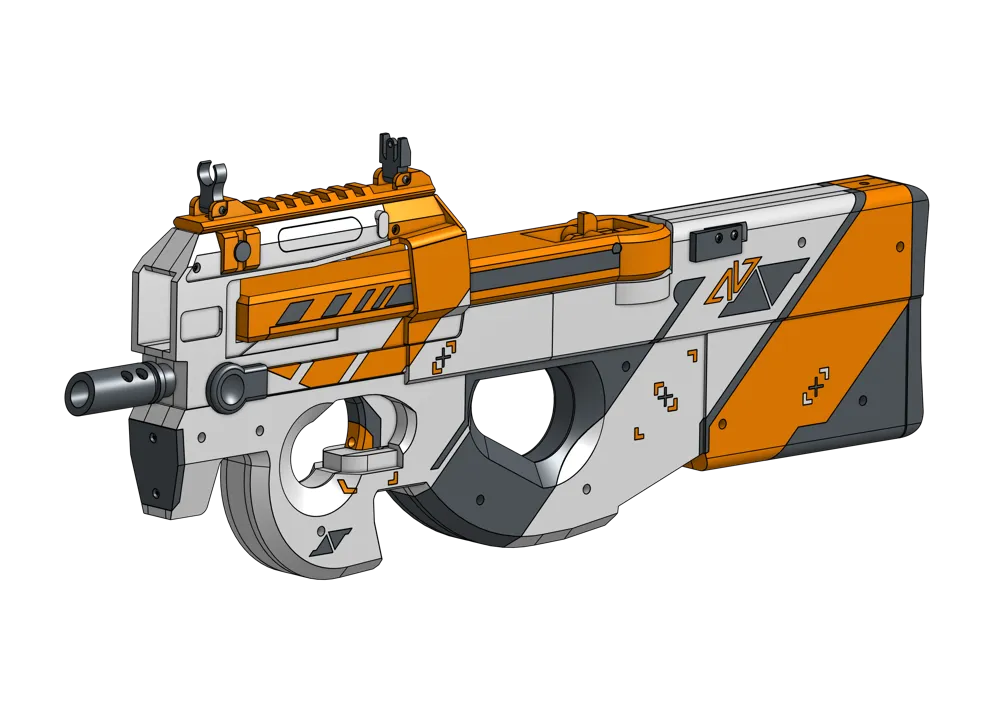 P90 Asiimov (Magazine Fed Rubber Band Gun) - Free 3D Print Model ...
