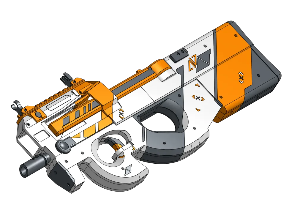 P90 Asiimov (Magazine Fed Rubber Band Gun) - Free 3D Print Model ...