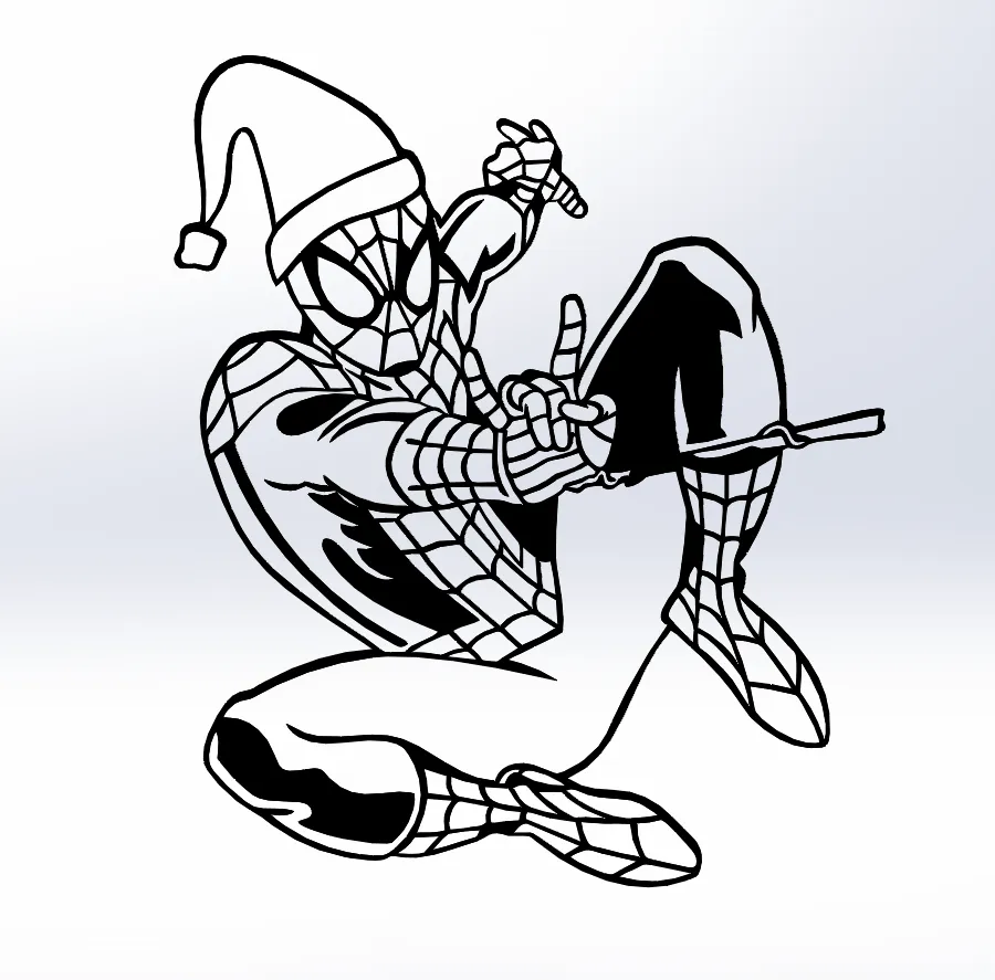 Line art spider man, christmas spider man, wall art spider man, 2d art ...