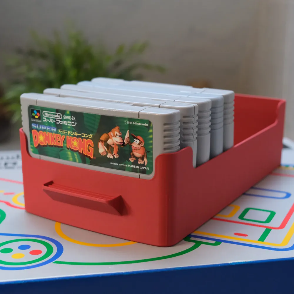Super Nintendo / Super Famicom cartridge organizer - Free 3D Print ...