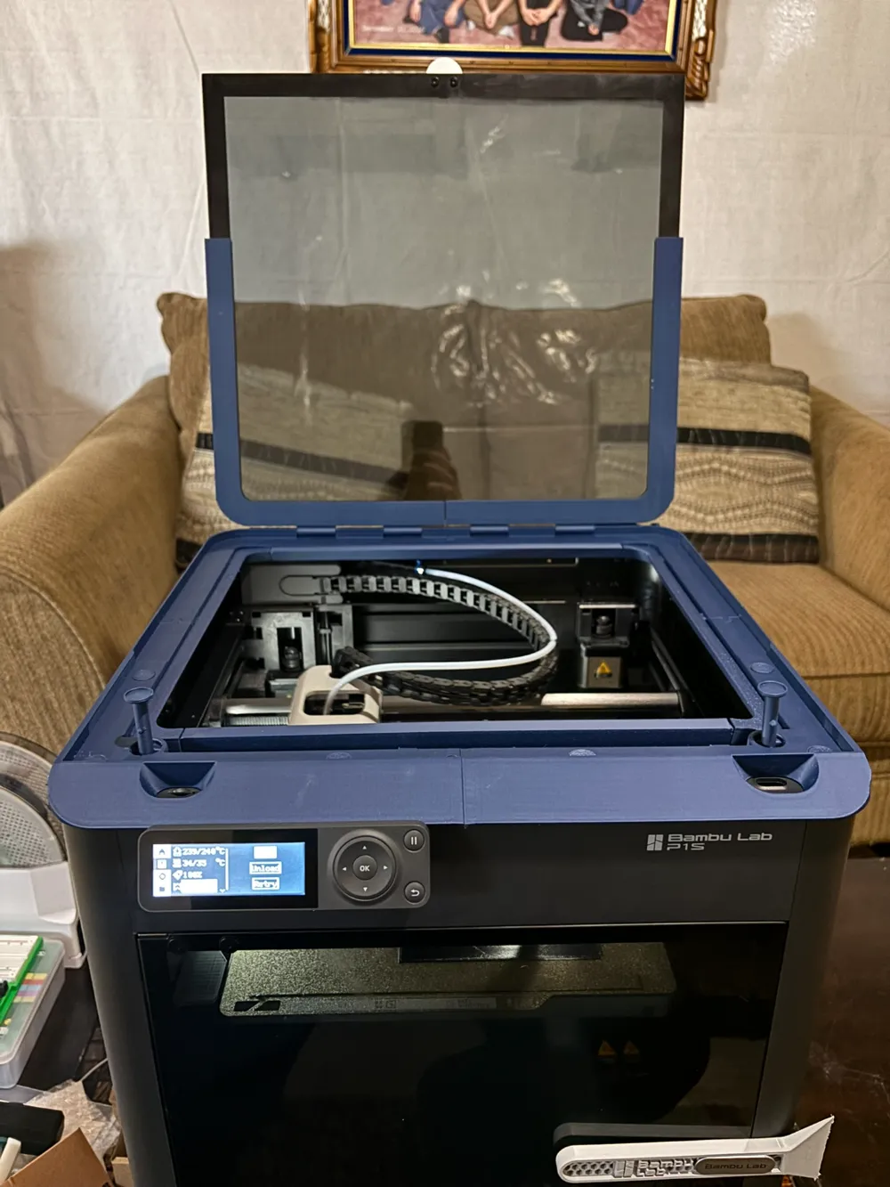 Hinged Glass Cover&Riser-P1S (Corrected cutouts) - Free 3D Print Model ...