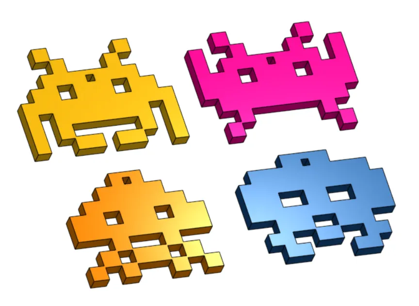 SPACE INVADERS decorations collection EASY PRINT by BuzzEye - MakerWorld