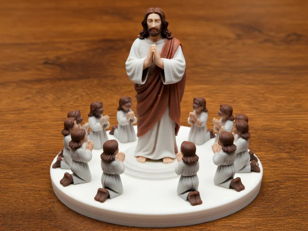 Jesus Christ Wise Man Prayer Circle Sculpture - Free 3D Print Model ...