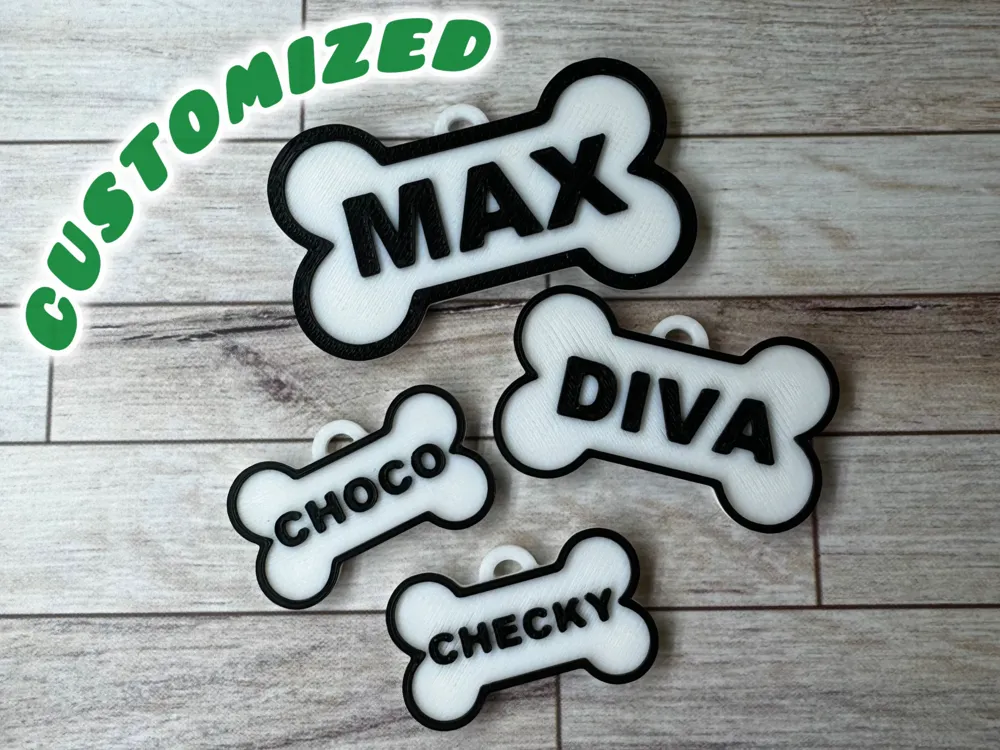 Dog Collar Bone Tag / Keychain Customizable - Free 3D Print Model ...