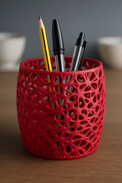 Organic Pen Holder Modern Minimal Desk Organizer - Free 3D Print Model ...