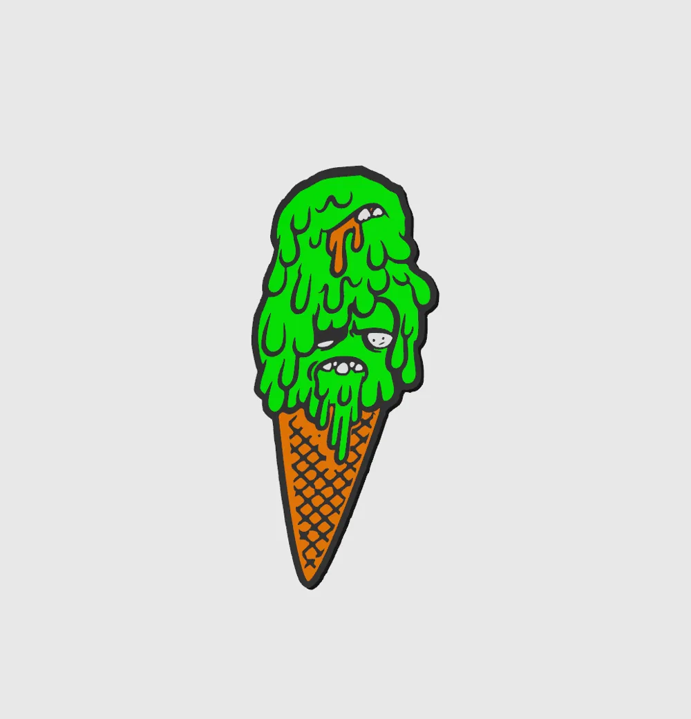 Ice Cream Vomit Monster Cone 2D Art by Release The Fleet - MakerWorld