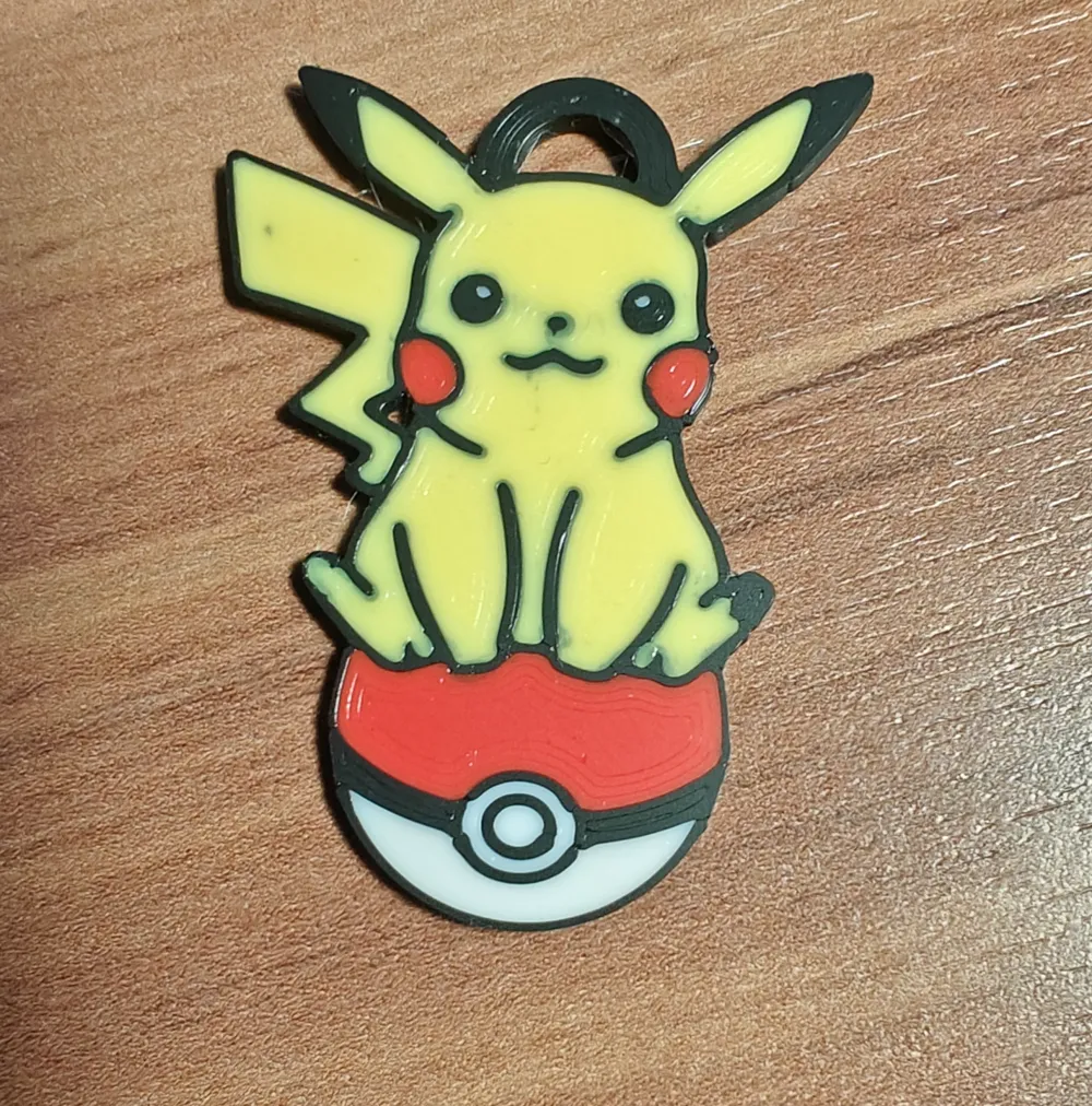 Pikachu sitting on pokeball keychain by M.Holicky - MakerWorld