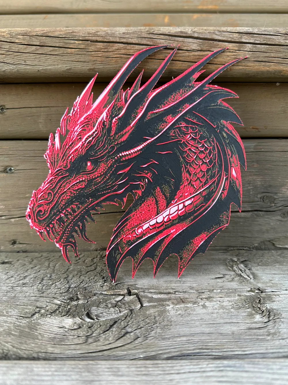 Red Dragon Head (Hueforge) by hlrcreations - MakerWorld