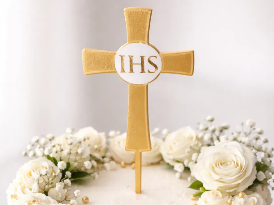 Cross Cake Topper IHS – First Communion Decoration - Free 3D Print ...