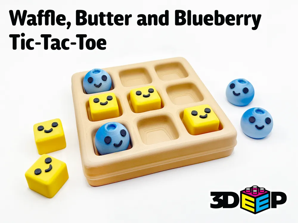 Waffle, butter & blueberry Tic-Tac-Toe game - Free 3D Print Model ...