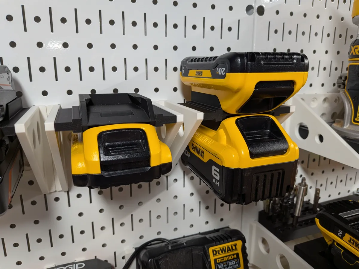 DDD Wall Control DeWalt 20v Dual Battery Holder - Free 3D Print Model ...