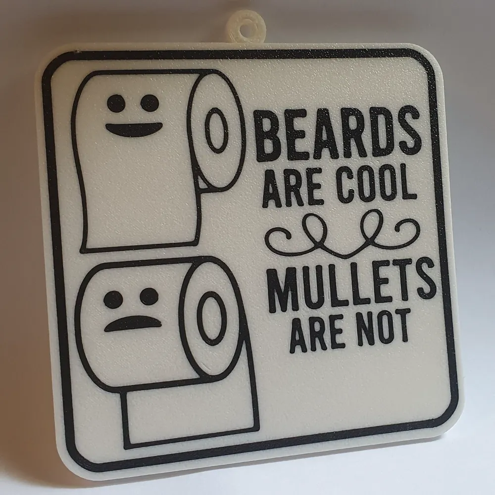 Beards are cool mullets are not toilet sign Printed face down on ...