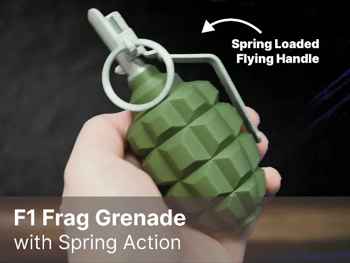 F1 Frag Grenade with Realistic Flying Handle - Free 3D Print Model ...