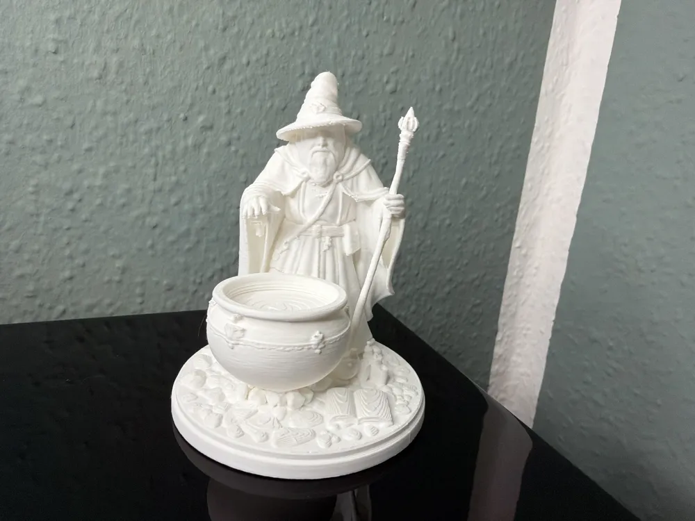 Wizard with Magic Cauldron - Free 3D Print Model - MakerWorld