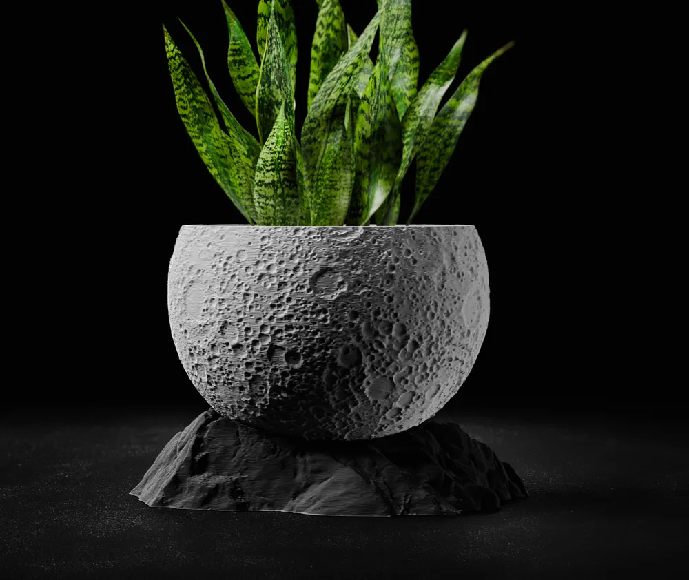 Moon Planter with Base - Free 3D Print Model - MakerWorld