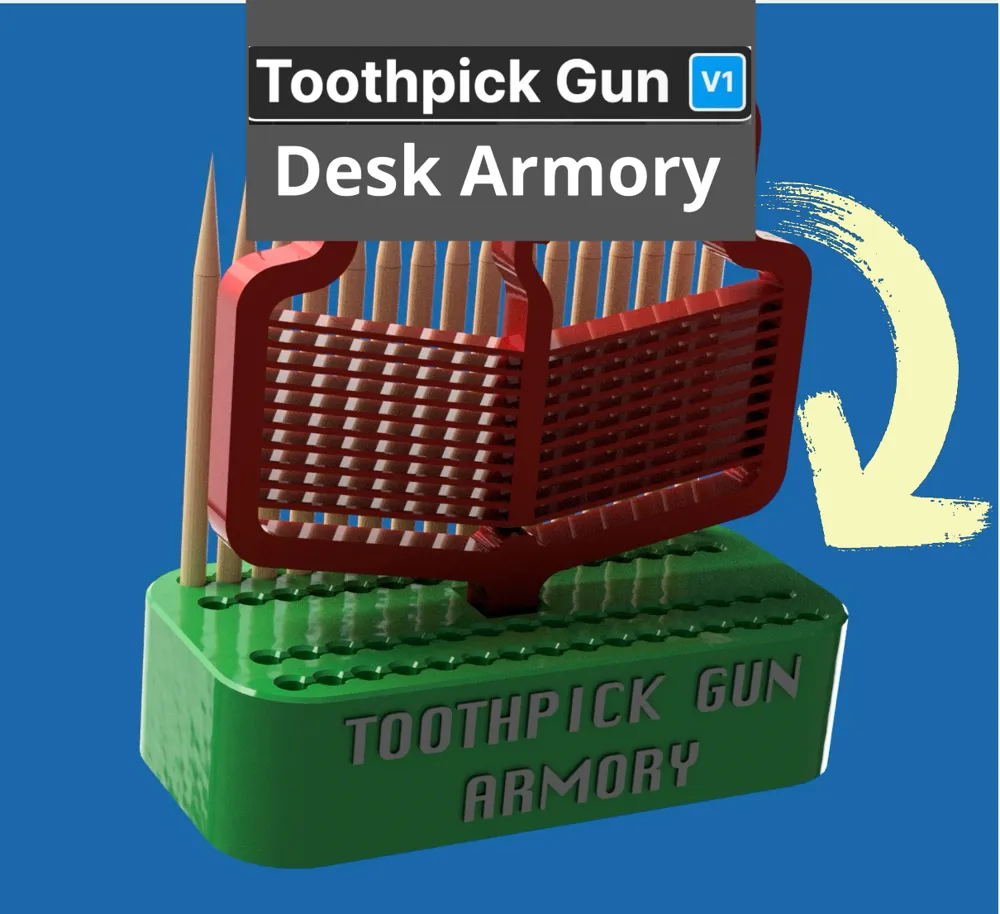 Toothpick Gun Desk Armory - Free 3D Print Model - MakerWorld