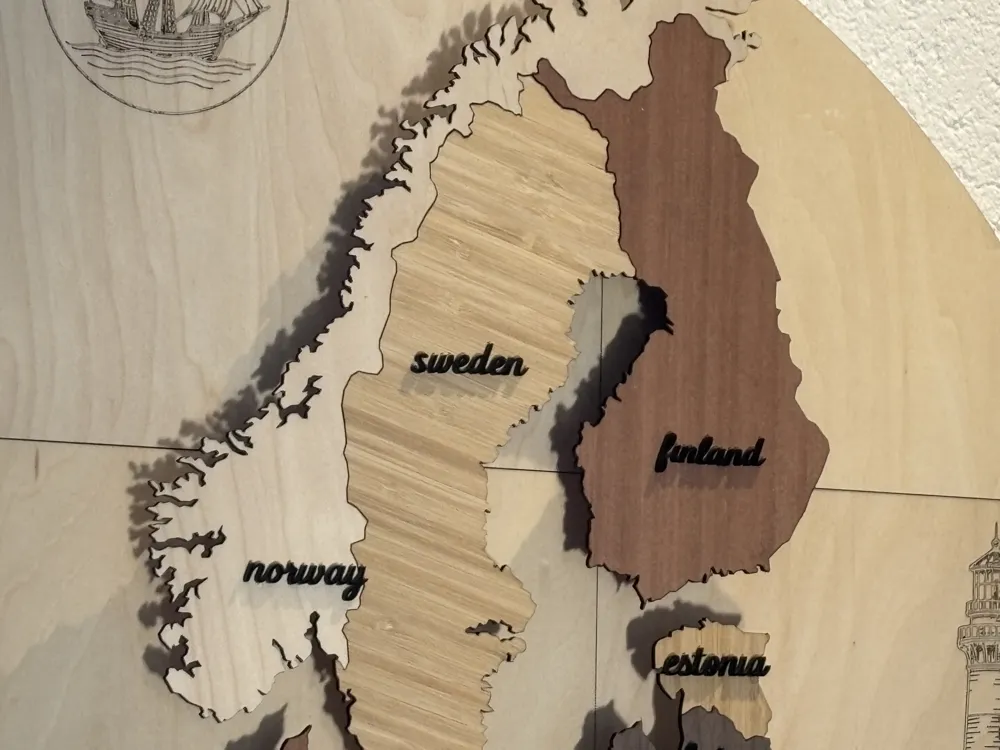 GlobeGlow - Wooden World Map - Free 3D Print Model - MakerWorld