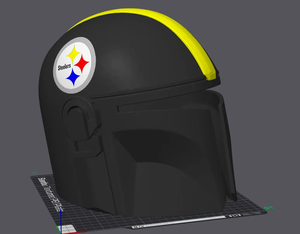 Pittsburgh Steelers Mandalorian Helmet Remixed by SmokieMcagee - MakerWorld