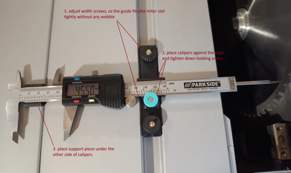 Table saw blade alignment with calipers by SquirrelPie MakerWorld ...