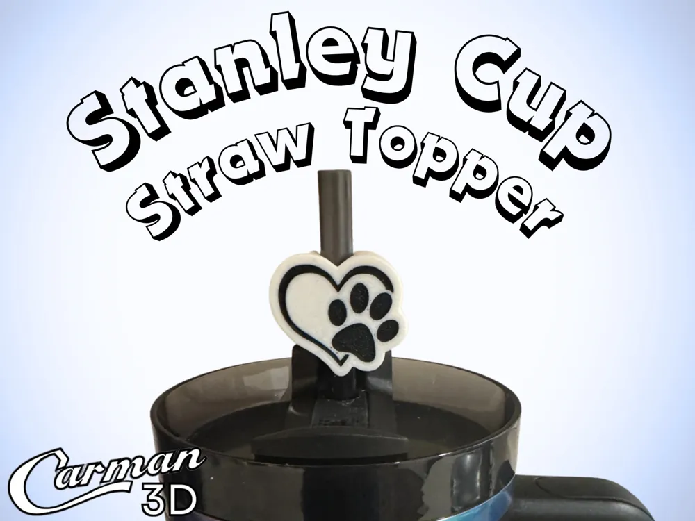Paw Heart Stanley Cup Straw Topper - Free 3D Print Model - MakerWorld
