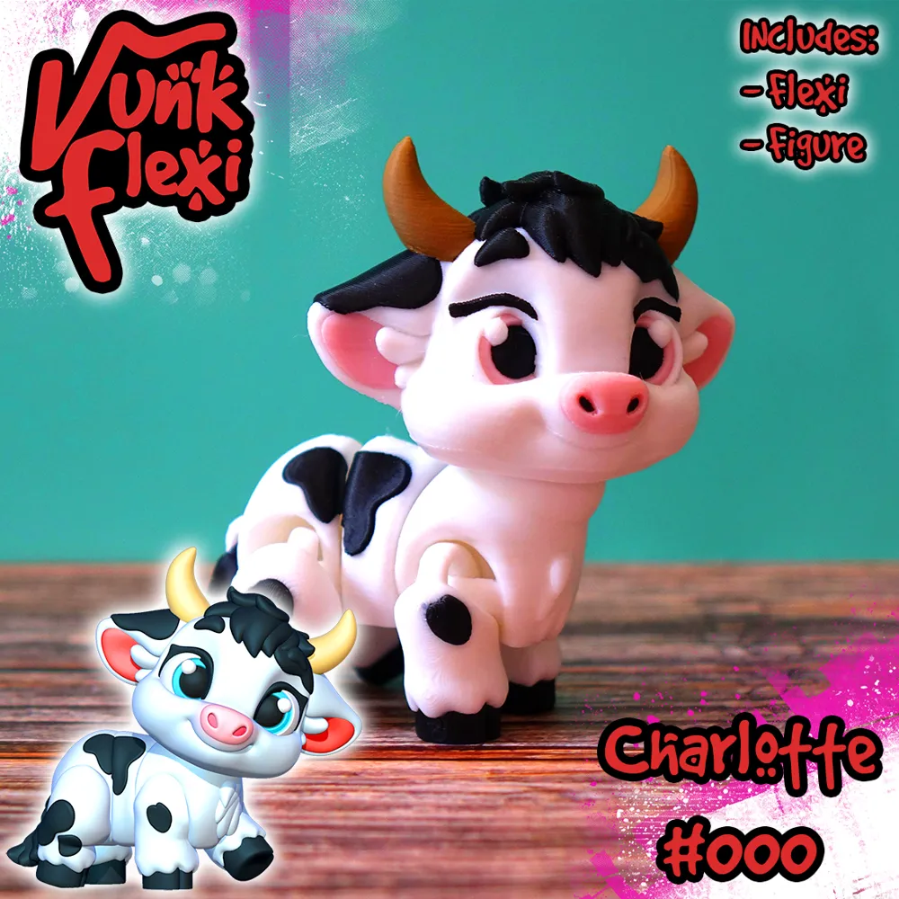 Charlotte the Cow MultiColor Flexi Print-In-Place - Free 3D Print Model ...