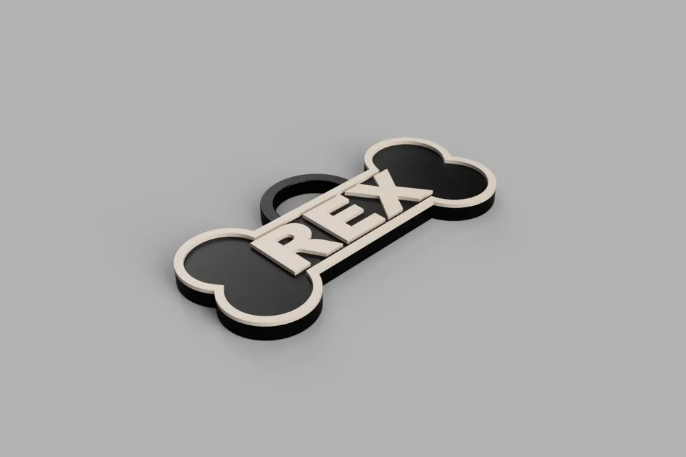 Dog Bone Nametag / Name Badge With Custom Text - Free 3D Print Model ...