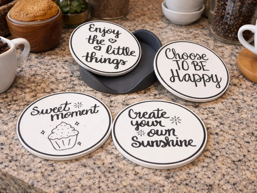 Positive Quotes Coaster Set - Free 3D Print Model - MakerWorld