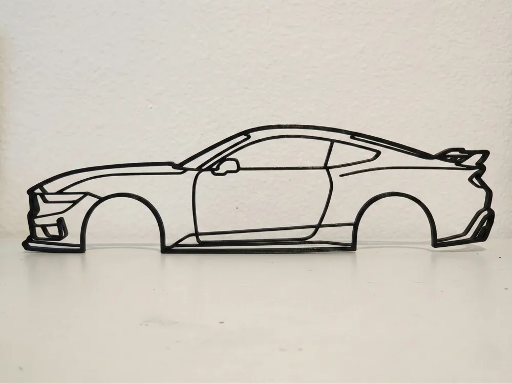 Ford Mustang Dark Horse 2D Wall Art - Free 3D Print Model - MakerWorld