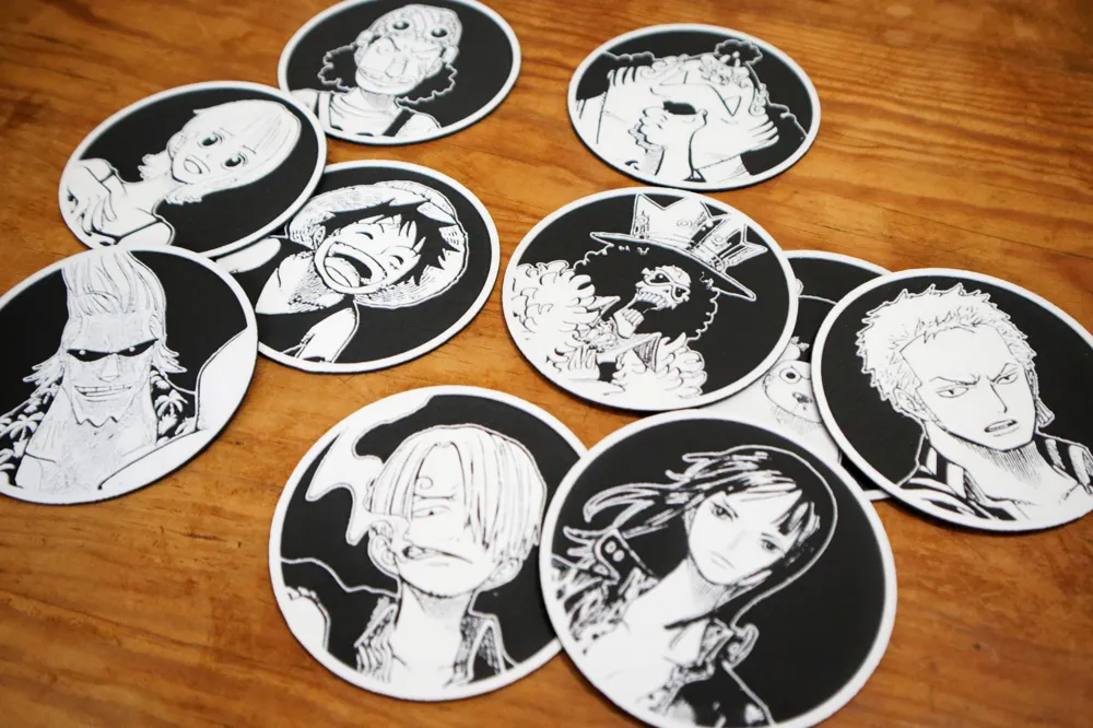 One Piece Coasters | 10 Units | Fan Art - Free 3D Print Model - MakerWorld