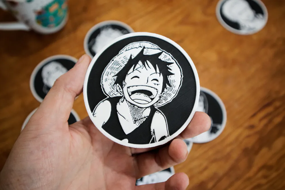 One Piece Coasters | 10 Units | Fan Art - Free 3D Print Model - MakerWorld