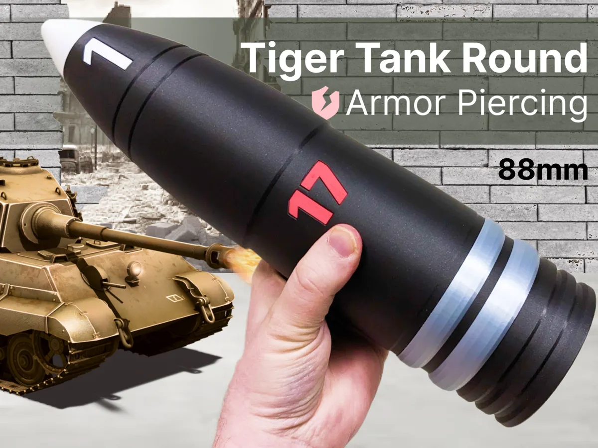 WWII Tiger Tank Armor Piercing Round | German 88mm - Free 3D Print ...